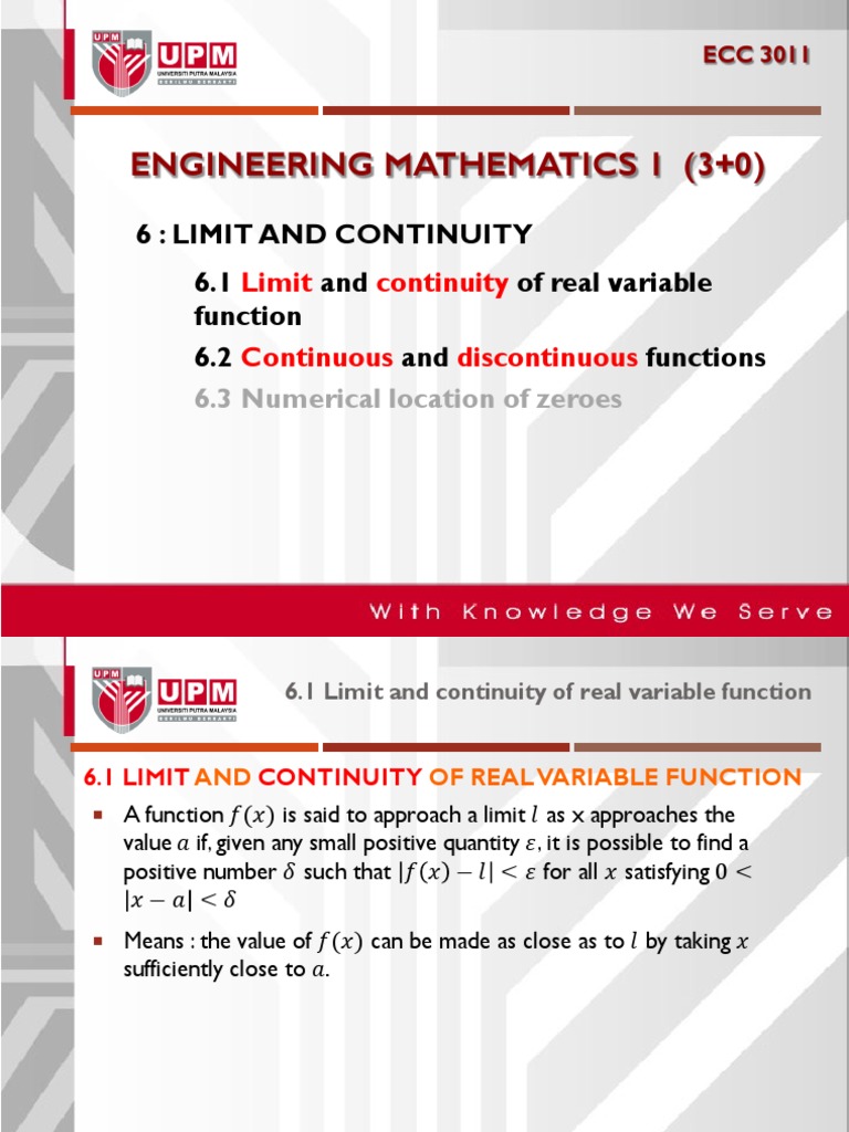 Chap 6 LIMIT AND CONTINUITY (S - Week 8) | Download Free PDF | Continuous Function | Limit ...