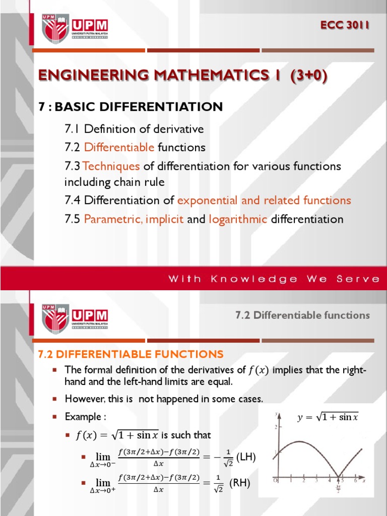 Chap 7 BASIC DIFFERENTIATION (S - Week 9 - 2) | PDF