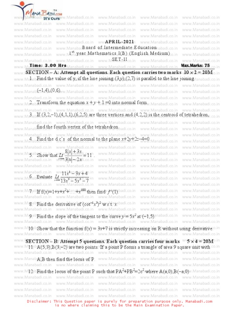 JR - Inter - Maths Ib - Set-Ii PDF | PDF | Trigonometric Functions | Tangent