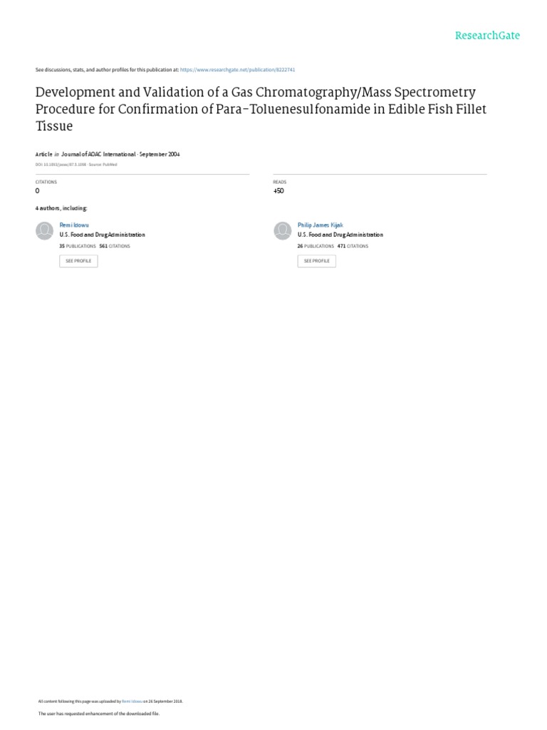 pTSA Confirmatory Method | PDF | Gas Chromatography–Mass Spectrometry ...