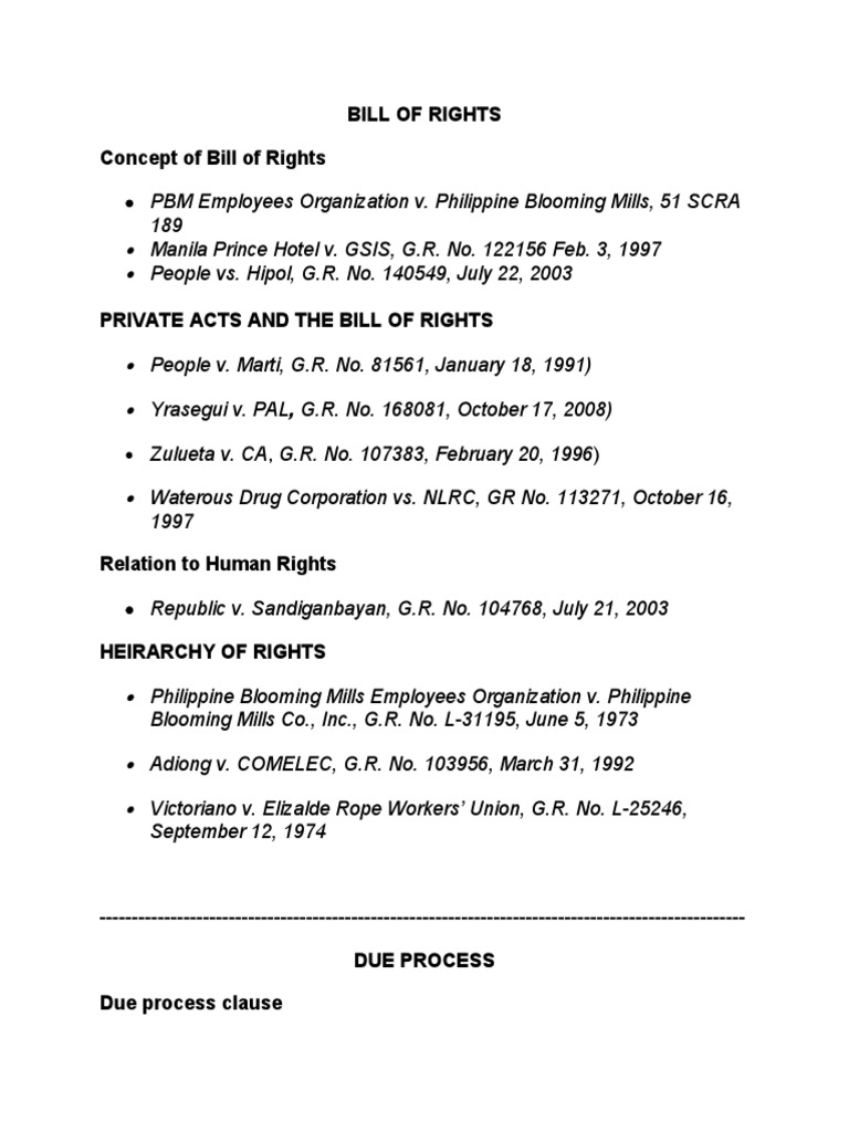 BILL-OF-RIGHTS-due-process-equal-protection | PDF | Due Process Clause ...