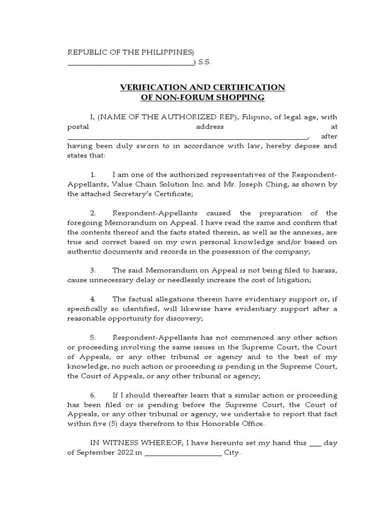 Verification and Certiication FOR NLRC 2:2 | PDF | Affidavit | Legal ...