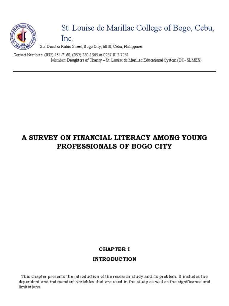 A Survey On Financial Literacy Among Young Professionals of Bogo City | PDF
