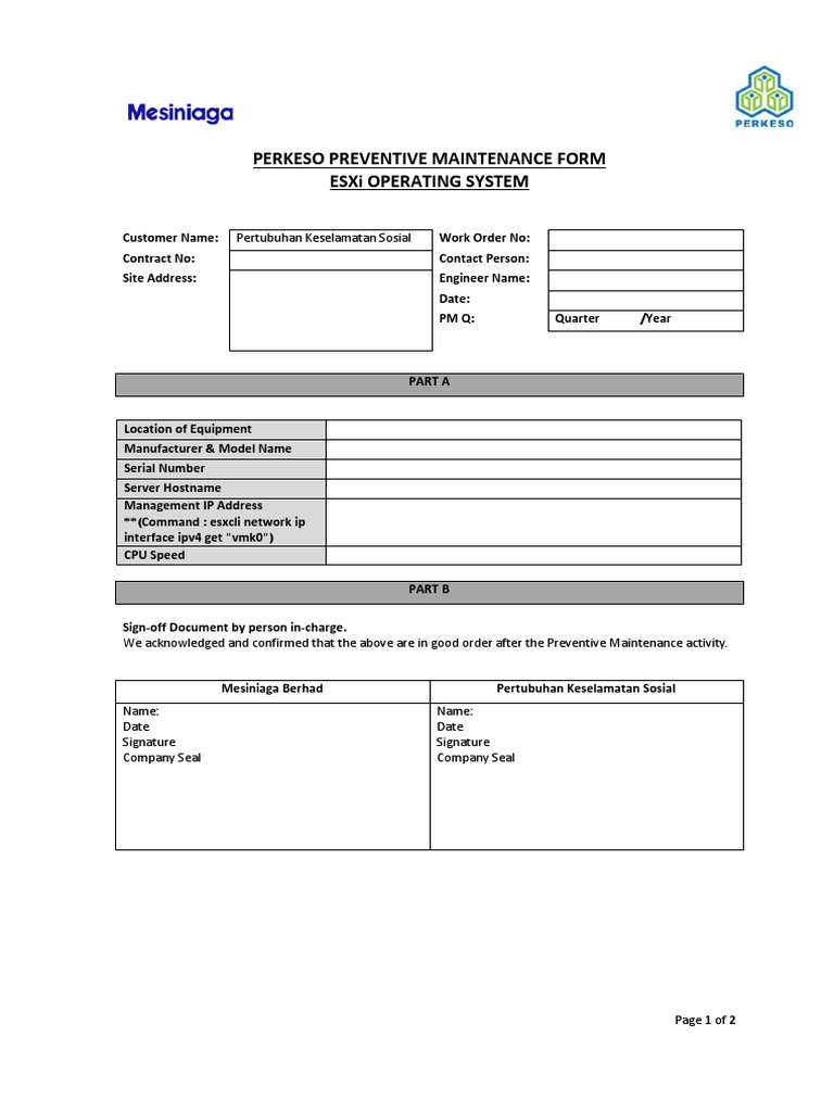 PM Checklist ESXi VMWARE | PDF | Ip Address | Computer Network