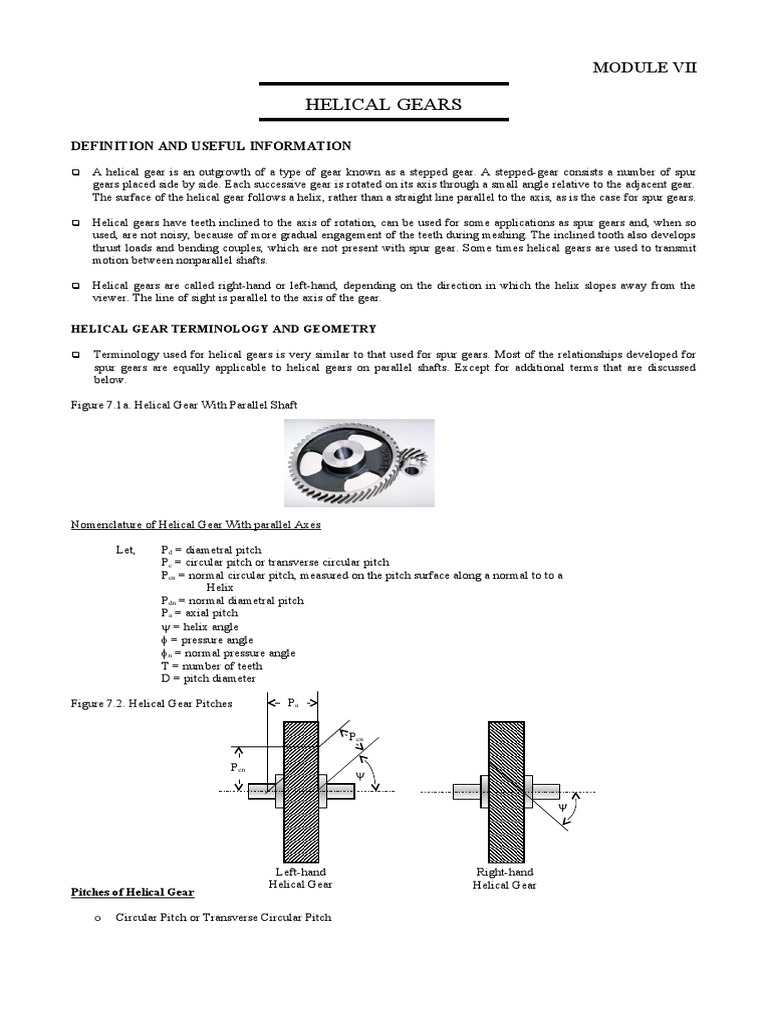 Helical Gears: Design, Terminology & Load Analysis | PDF | Gear | Axle
