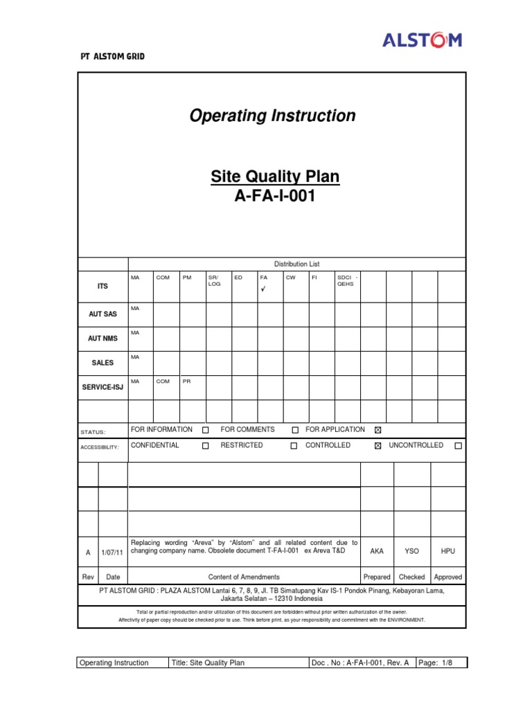 PT ALSTOM GRID Operating Instruction Sit PDF | PDF | Computing | Business