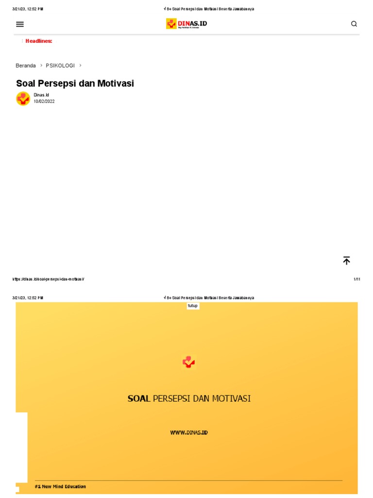 Soal Persepsi Dan Motivasi Beserta Jawabannya | PDF