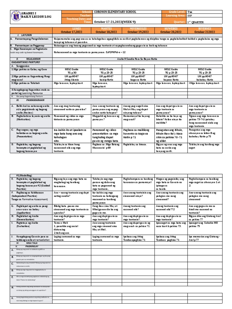 DLL All-Subjects-2 Q1 W9 | PDF