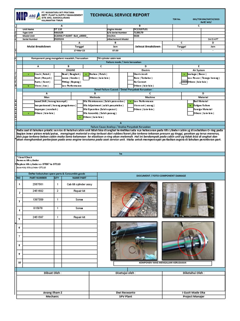 TSR DT110 Tilt Cyl Cabin | PDF