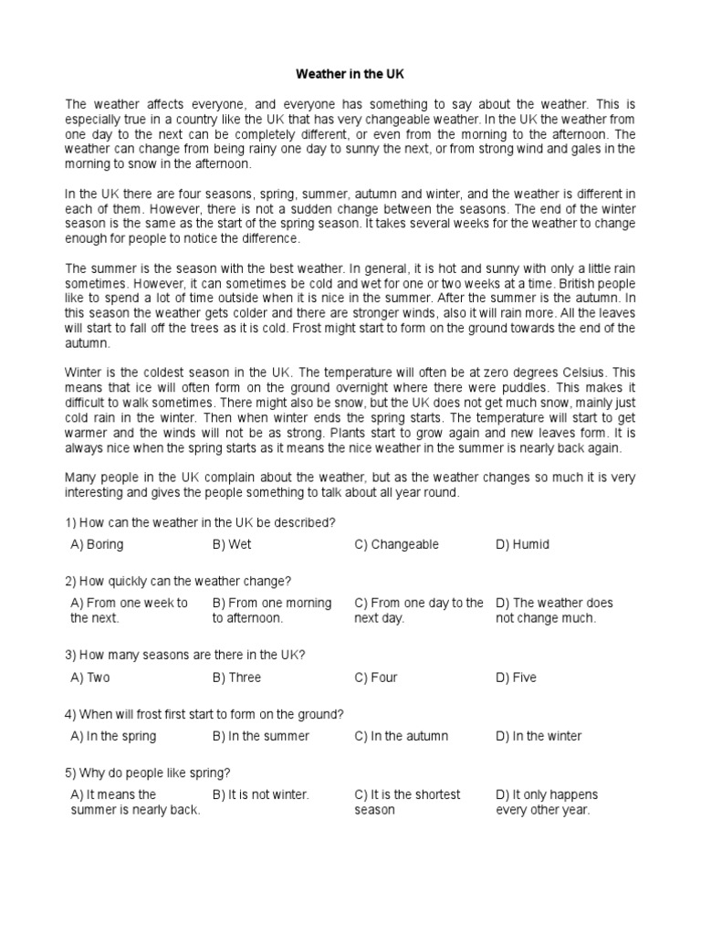 Lectura de Comprension 6to | PDF | Weather | Physical Geography