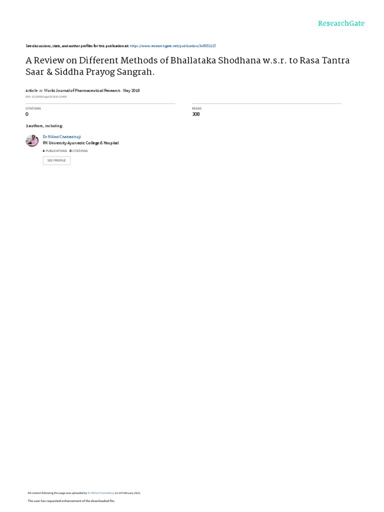 A Review On Different Methods of Bhallataka Shodhana W.S.R. To Rasa ...