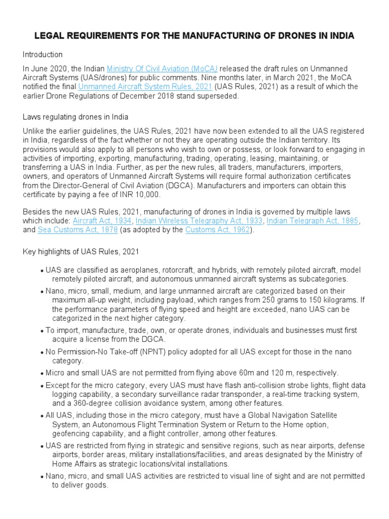 Drone Manufacturing Laws India | PDF | Unmanned Aerial Vehicle | Aircraft