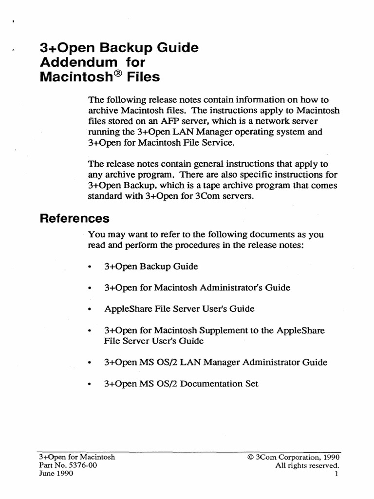 5376-00 3+open Backup Guide Addendum For Macintosh Files Jun90 PDF ... 5376-00 3+open Backup Guide Addendum For Macintosh Files Jun90 PDF ...