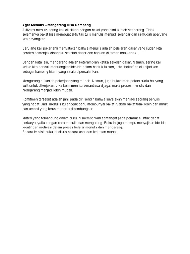 Agar Menulis - Mengarang Bisa Gampang | PDF