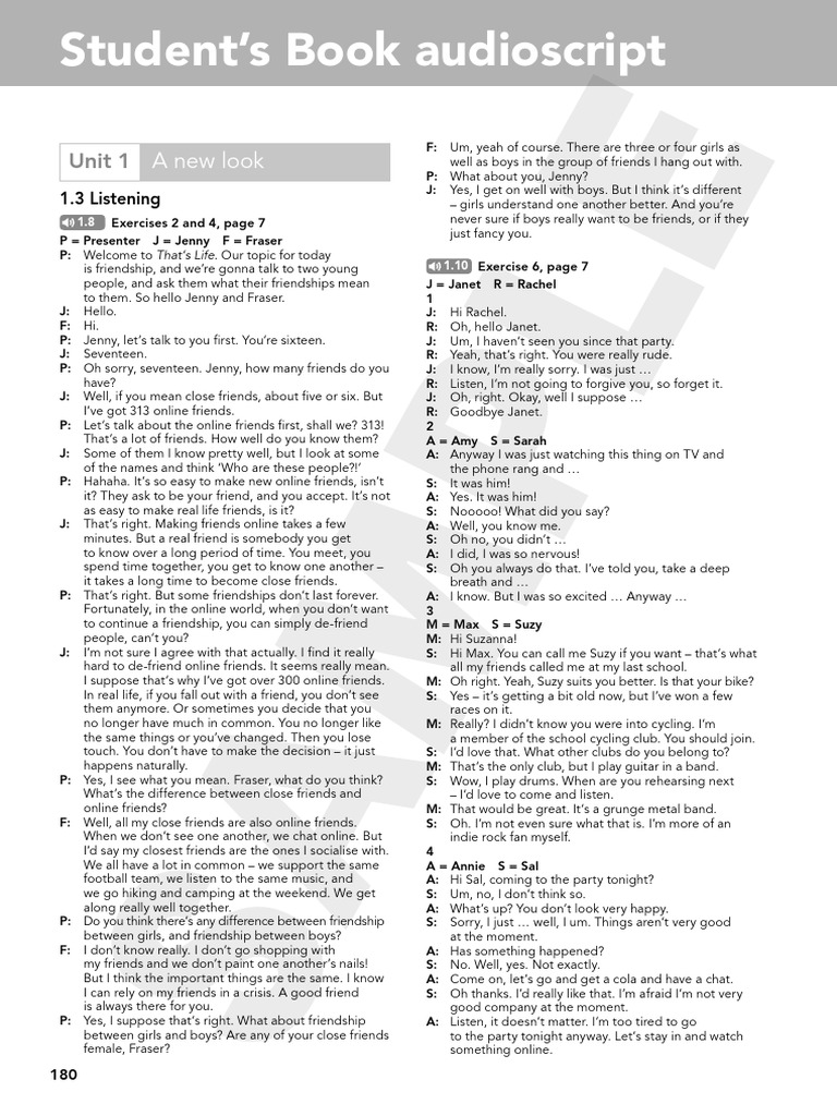 Z06 Focus 2e TB3 Global 9781292233994 Audioscript Unit 1 Sample PDF | PDF | Jeans | Fashion