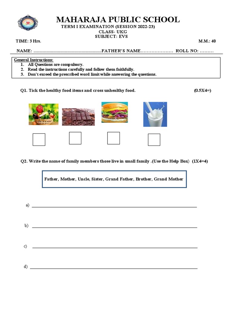 Evs Term 1 Ukg | PDF | Science & Mathematics | Technology & Engineering