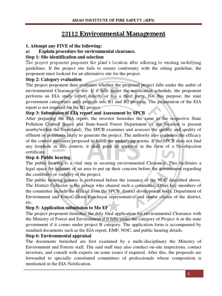 Environmental Clearance for Industry | PDF | Kyoto Protocol | Sewage ...