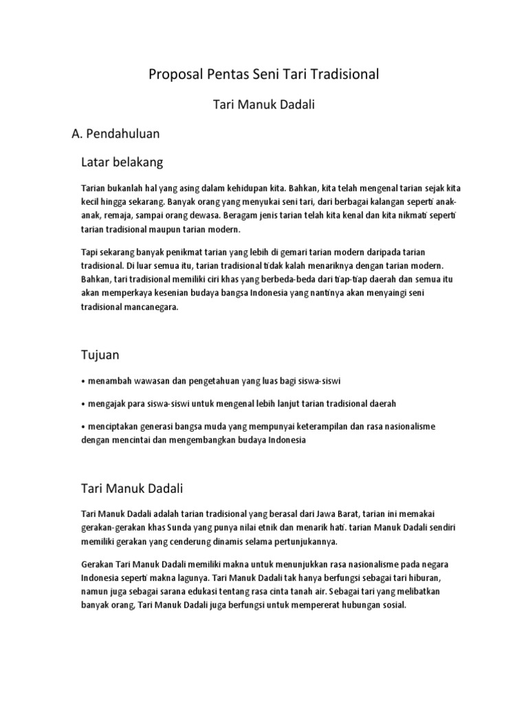 Proposal Seni Tari | PDF | Seni