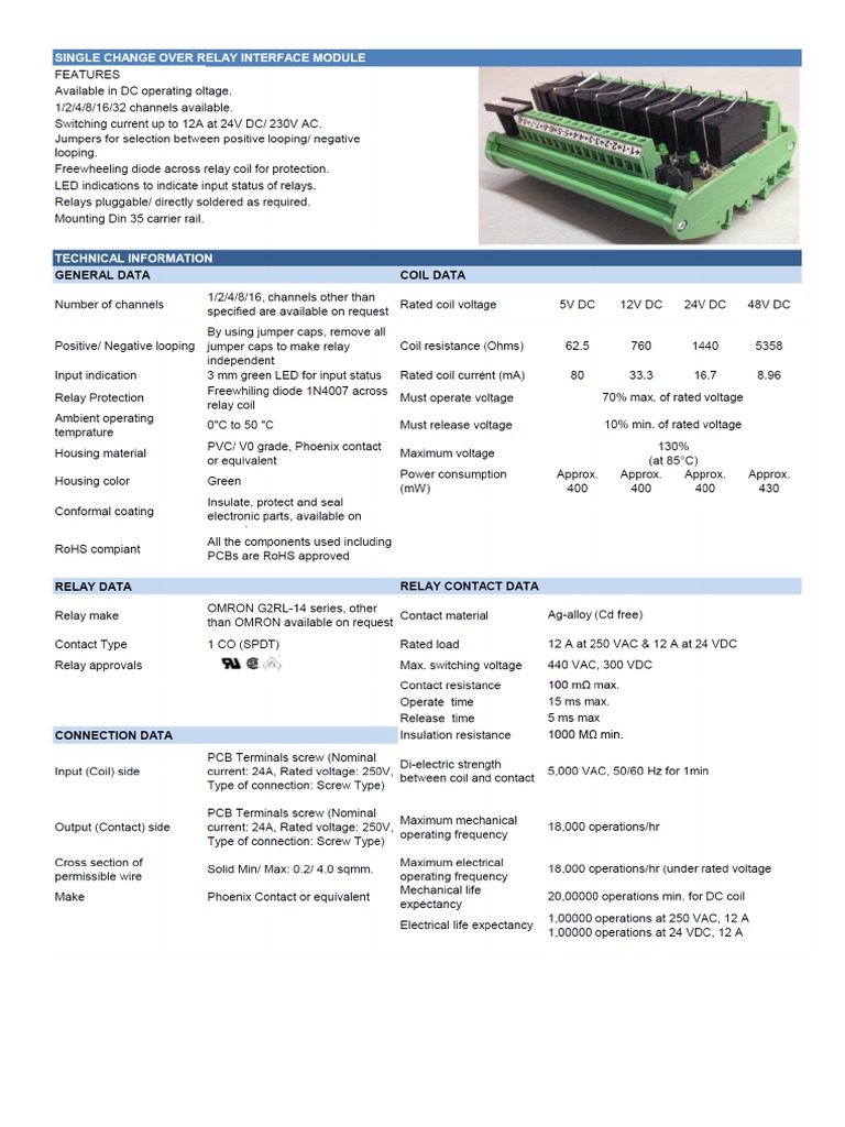 Omron Autorich 4 CH Relay Module | PDF