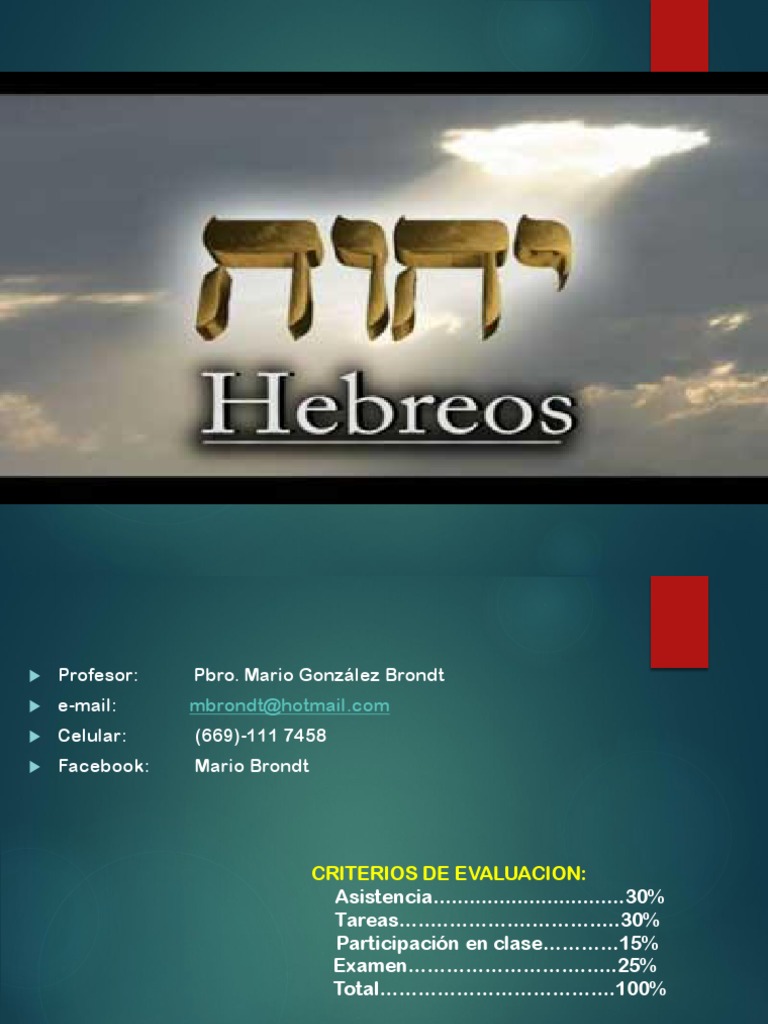Hebreos Clase 1 | PDF | Epístola a los hebreos | Jesús