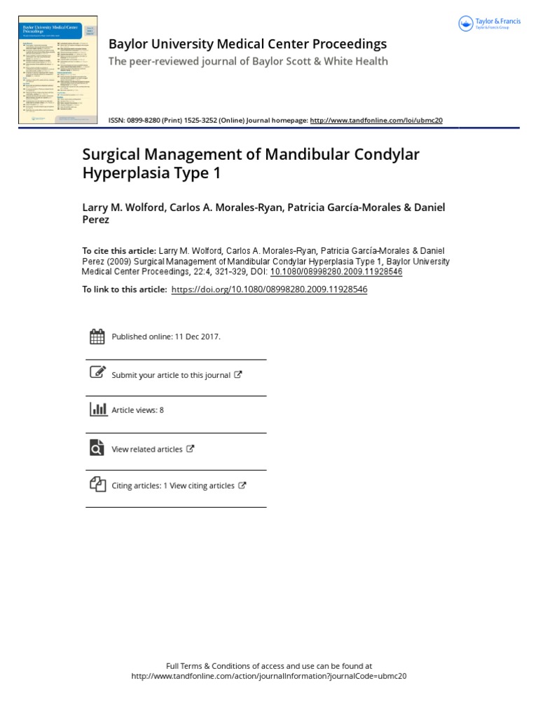 Surgical Management of Mandibular Condylar Hyperplasia Type 1: A ...