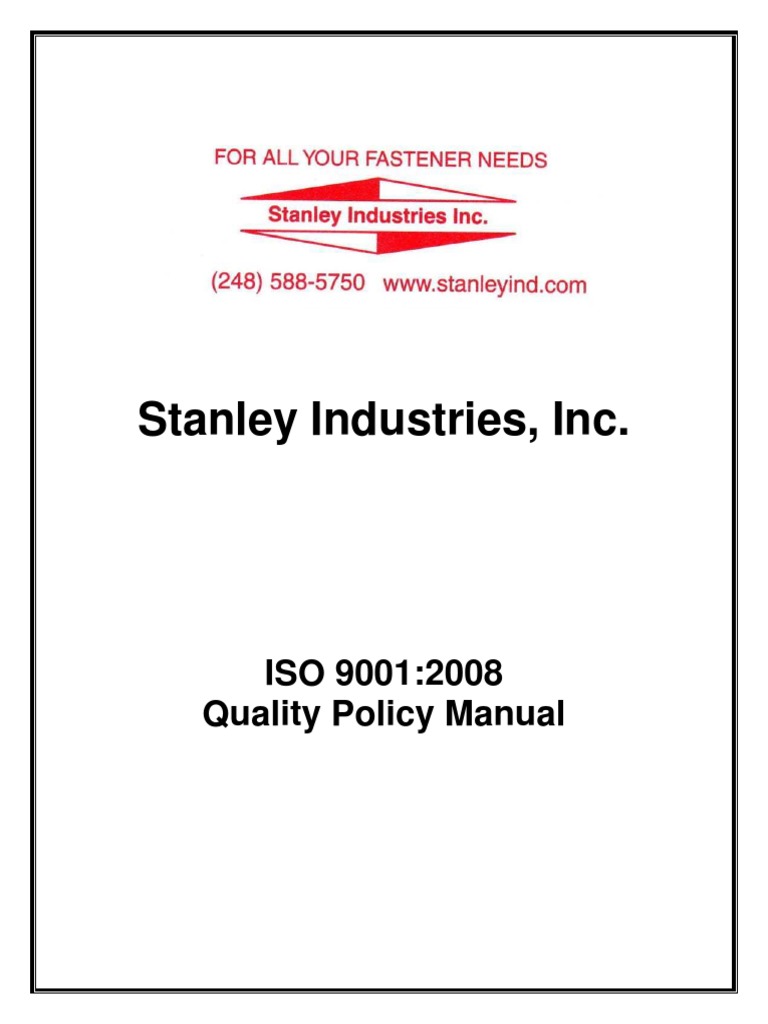 Stanley Quality Manual | PDF | Audit | Quality Management