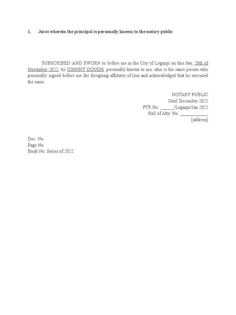 Liwanag - JURAT FORMS - LEGAL ETHICS - Sample With Details PDF | PDF ...