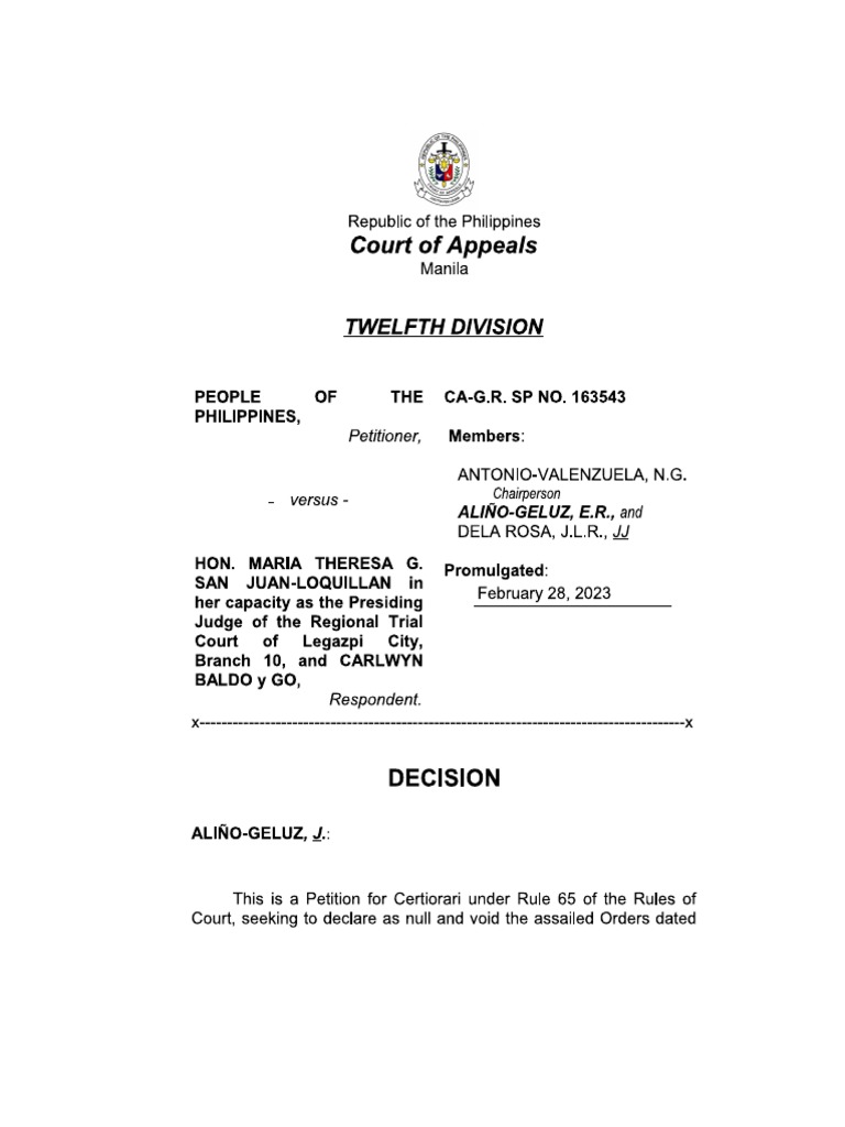 Ca Decision On Batocabe Baldo Case PDF | PDF