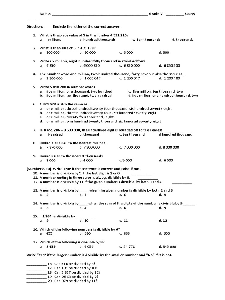 Weekly Test Math | PDF | Numbers | Mathematics