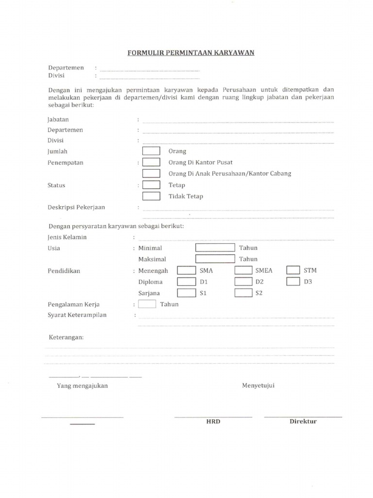 FORM PERMINTAAN KARYAWAN - Copy (3) | PDF