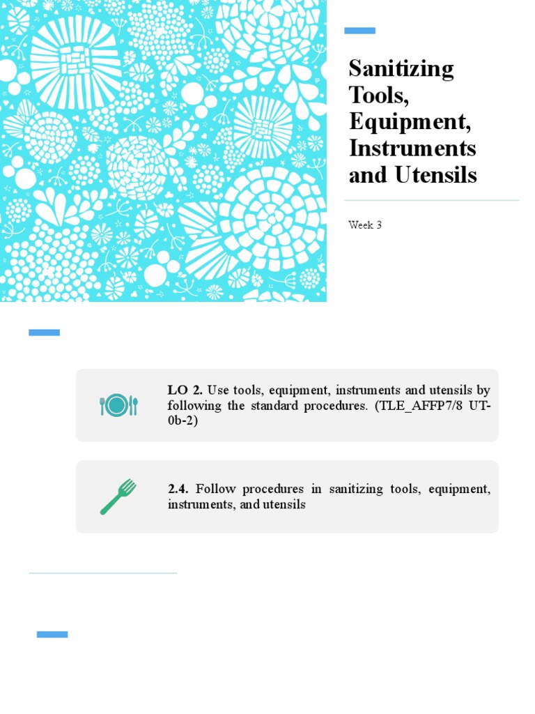 W3 Sanitizing Tools Equipment Instruments and Utensils | PDF ...