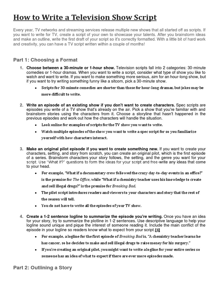 How To Write A Television Show Script | PDF | Screenplay