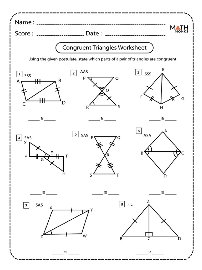 Corresponding Parts of Congruent Triangles Are Congruent Worksheet | PDF