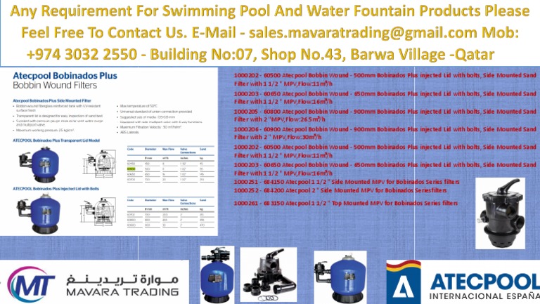 Atecpool Sand Filters, Pumps & Accessories | PDF