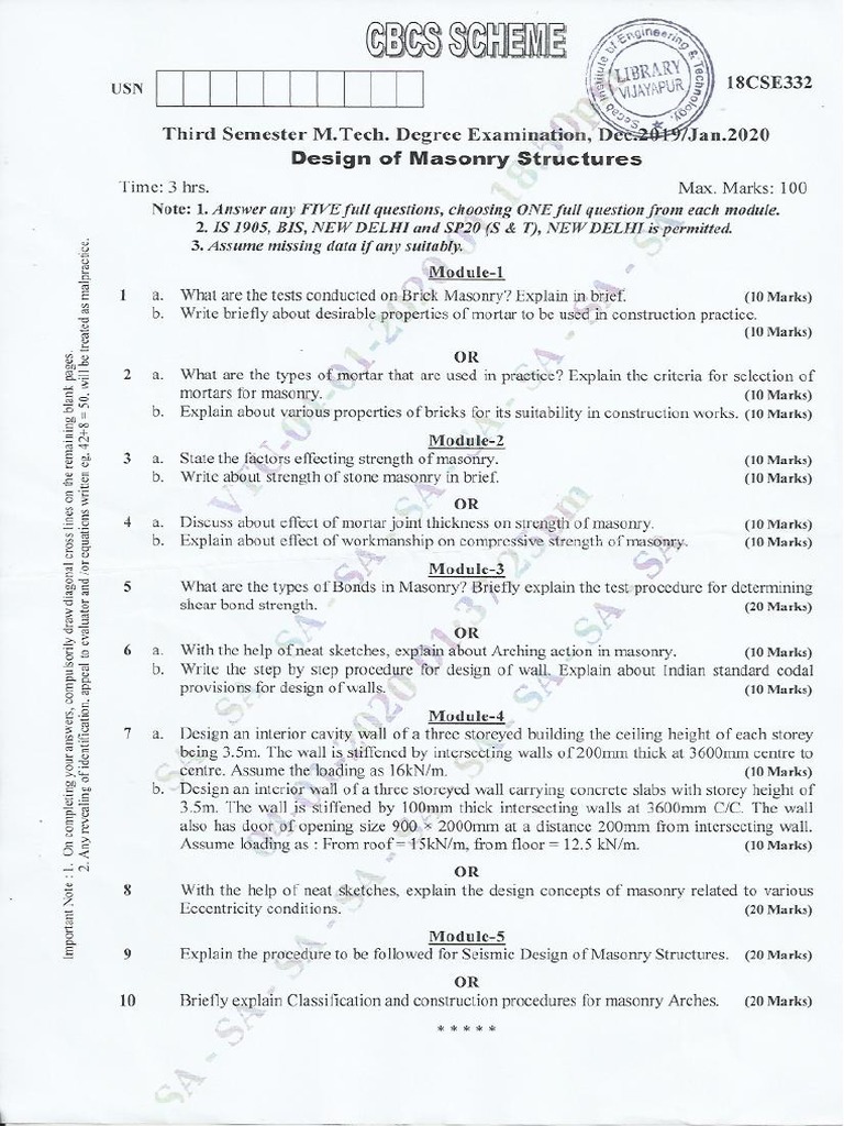 Design of Masonry Structures 18 Scheme | PDF