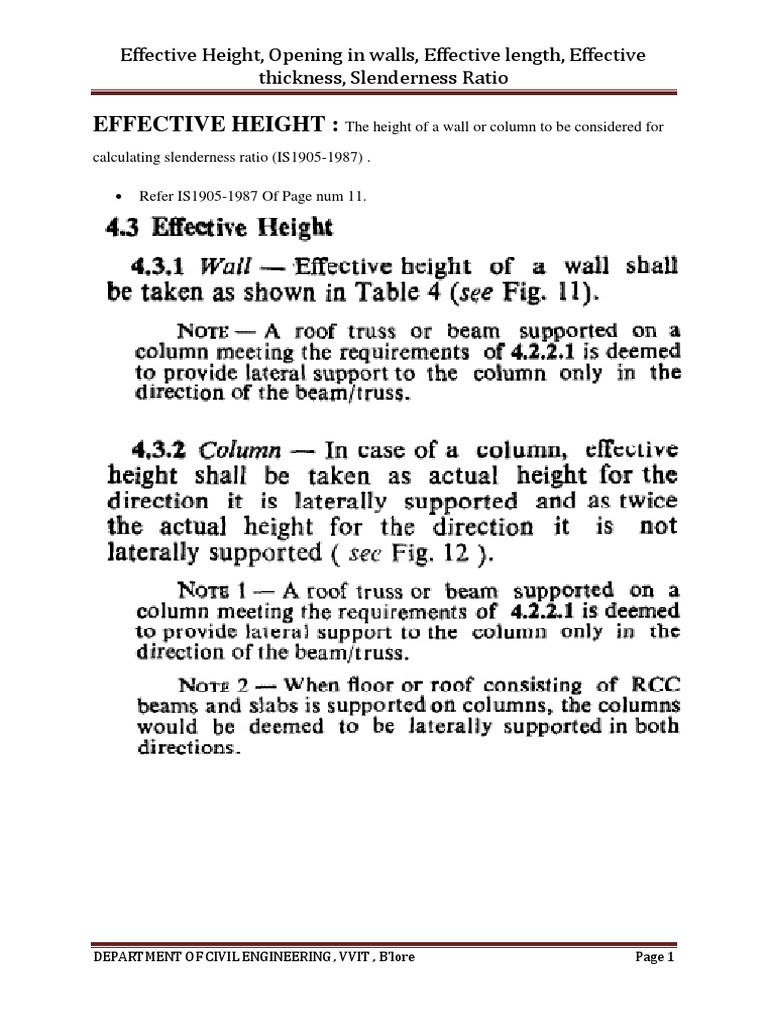 Effective Height | PDF | Column | Brick