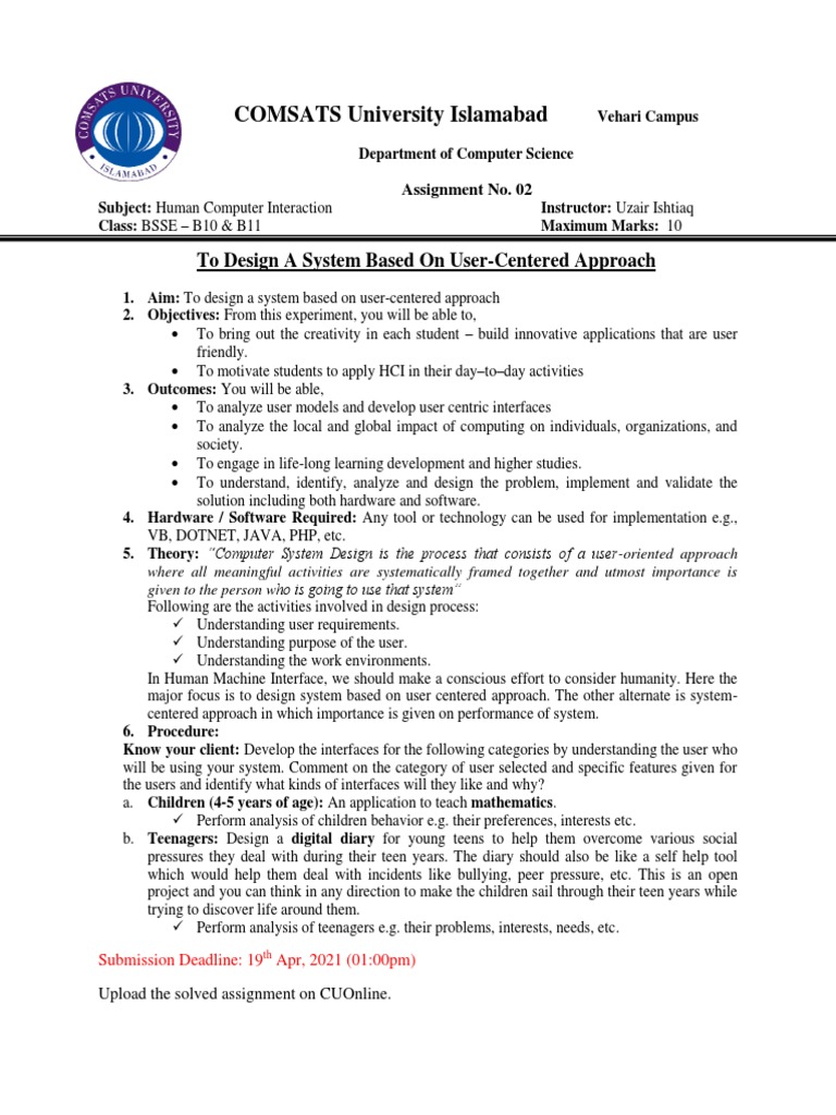 Assignment 02 HCI | PDF | Human–Computer Interaction | System Assignment 02 HCI | PDF | Human–Computer Interaction | System