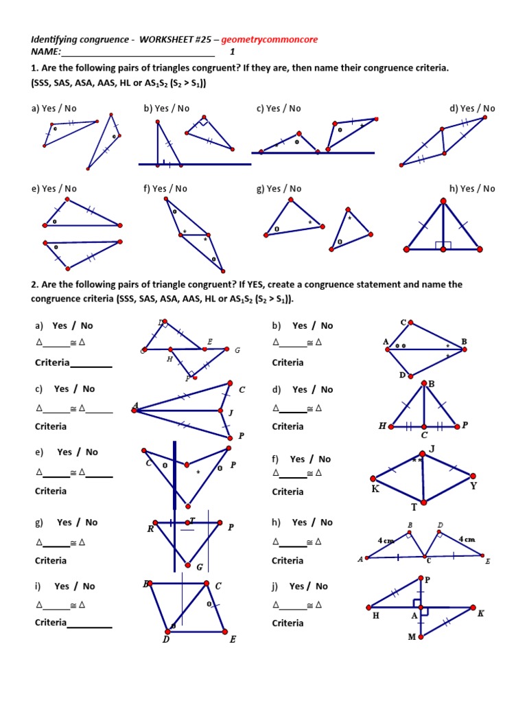 Identifying Congruence Worksheet25 | PDF | Elementary Geometry | Arithmetic