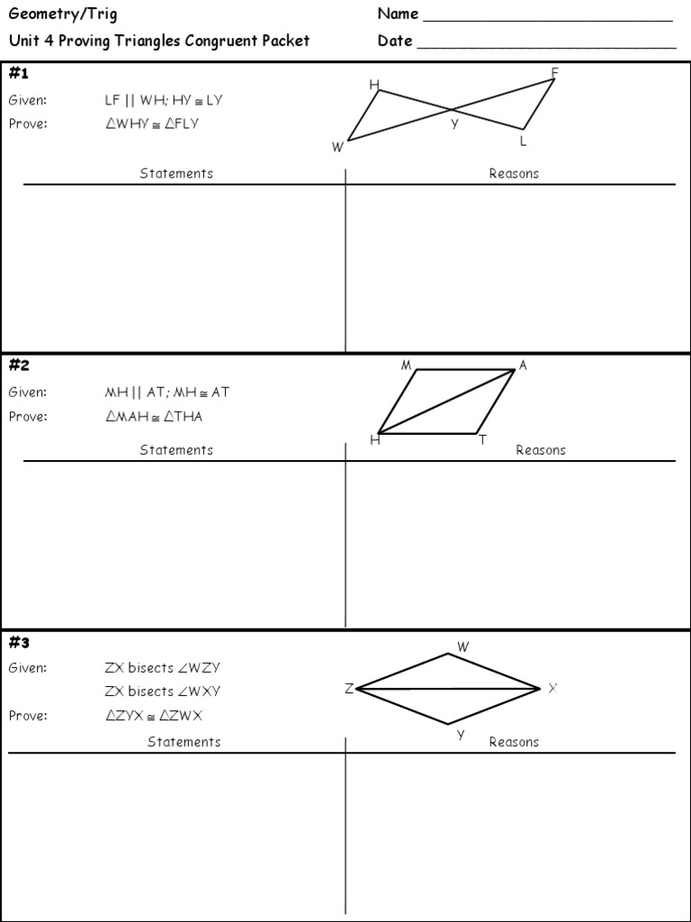 Proofs Hw Packet Pdf Geometry Elementary Geometry