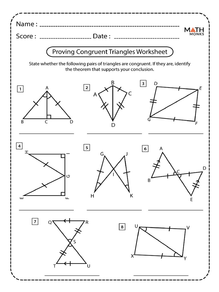 Geometry Worksheet Congruent Triangles | PDF