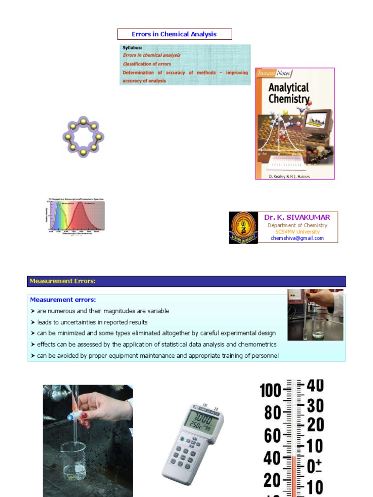Dr. KS - Errors in Chemical Analysis PDF | PDF | Standard Deviation | Accuracy And Precision