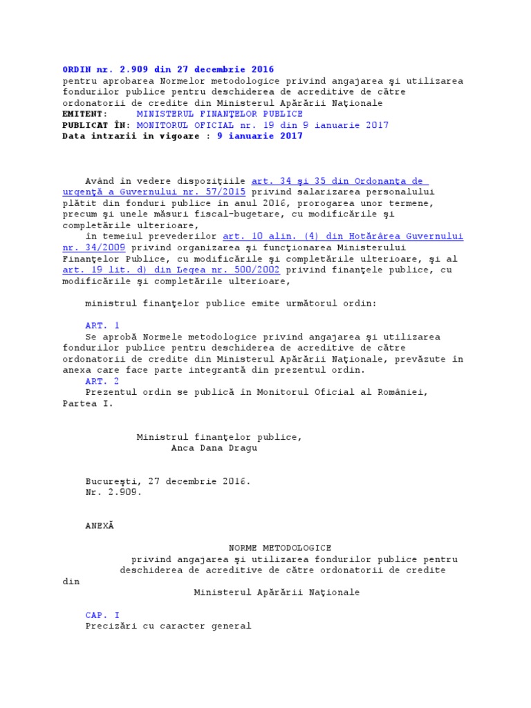 ORDIN NR 2909 Din 2016 | PDF