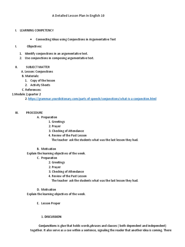 A Detailed Lesson Plan in English 10 | PDF