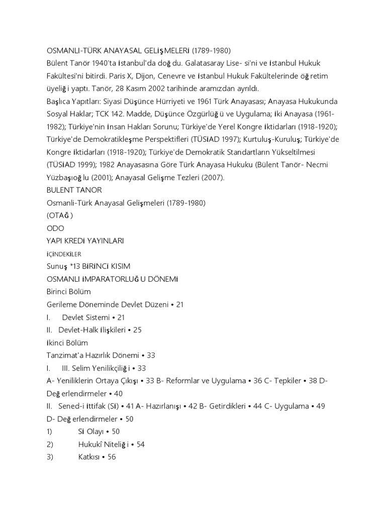 Osmanli Anayasal Gelismeleri Bulent Taner | PDF
