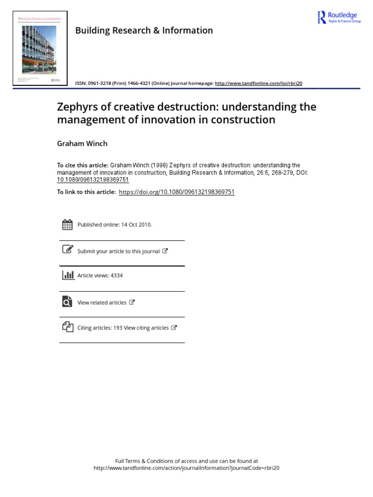 Zephyrs of Creative Destruction Understanding The Management of ...