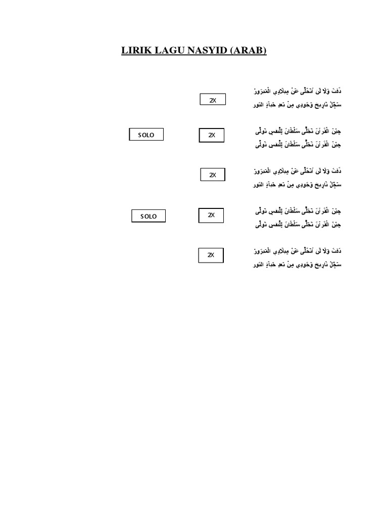 Lirik Lagu Nasyid Arab | PDF