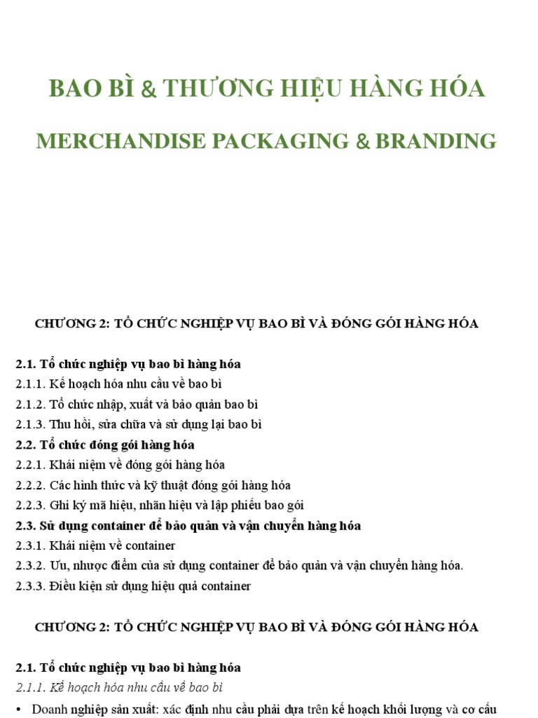 BAO BÌ & THƯƠNG HIỆU - chuong 2 - SV | PDF