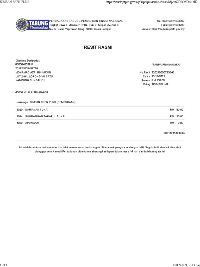 Simpan SSPN Plus PDF | PDF