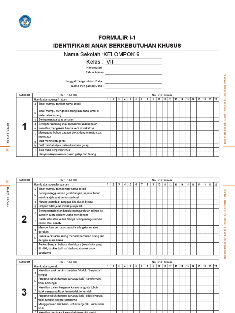 Form Identifikasi ABK | PDF