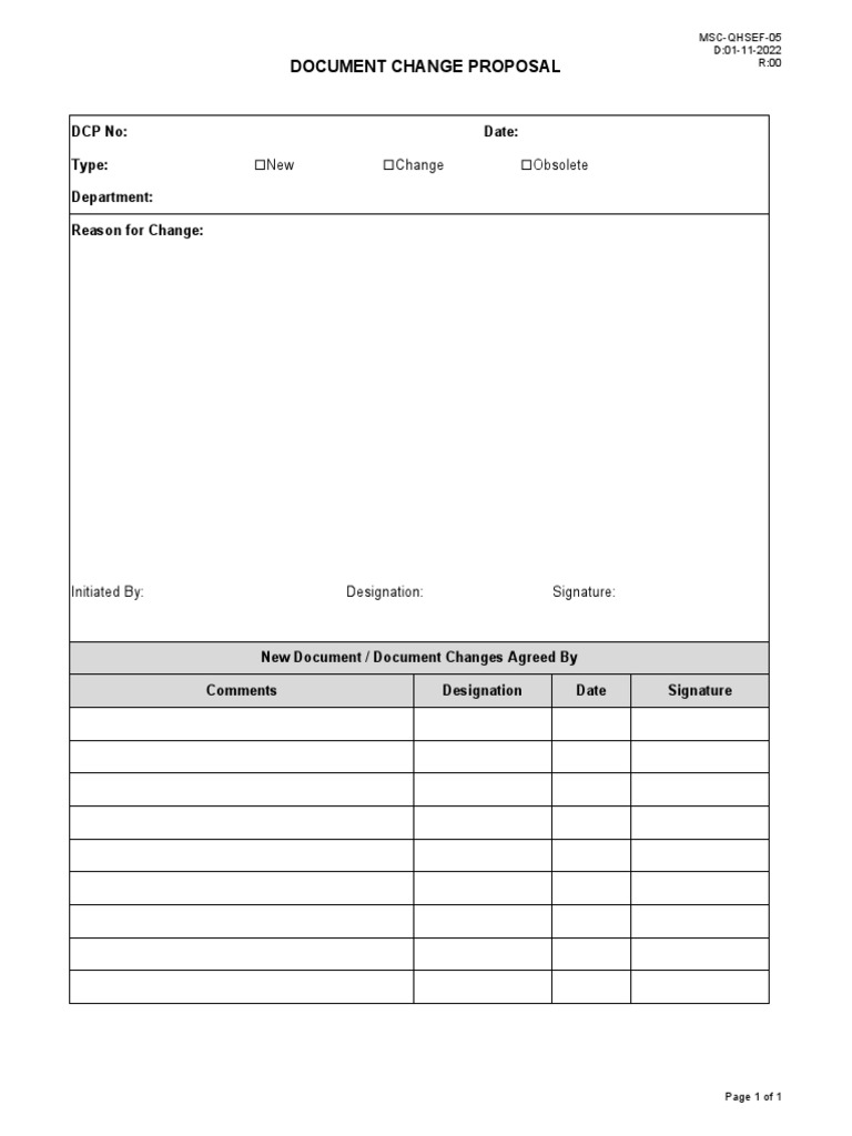 Msc-Qhsef-05 Document Change Proposal | PDF